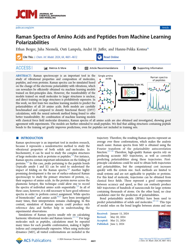 Machine Learning in Raman Spectroscopy | PDF | Raman Spectroscopy ...