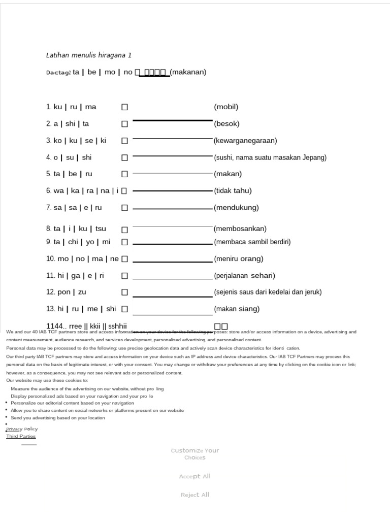 PDF Soal Hirakata | PDF | Http Cookie | Internet Privacy