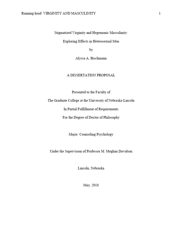 Bischmann Dissertation Proposal | PDF | Masculinity | Virginity