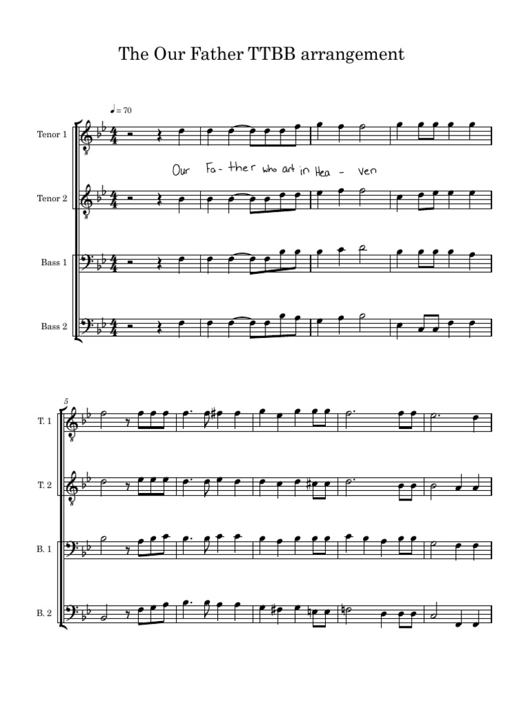 01 - Full Score - The Our Father TTBB Arrangement | PDF | Music Theory ...