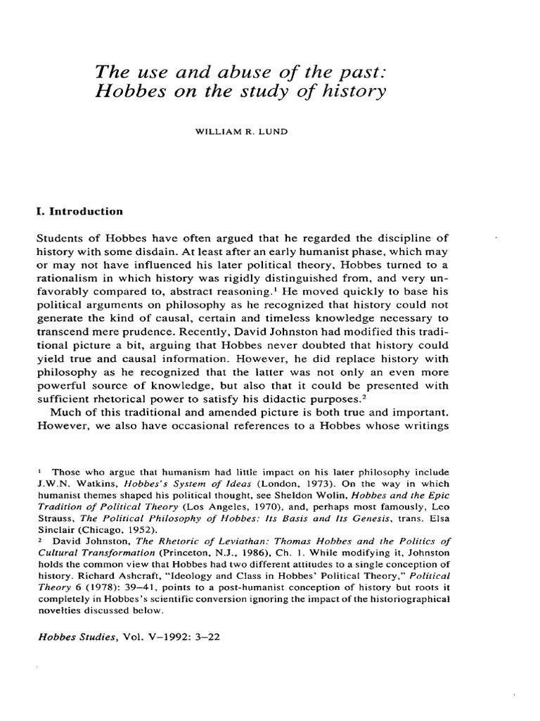 Hobbes' Views on History and Rationalism | PDF | Political Philosophy ...