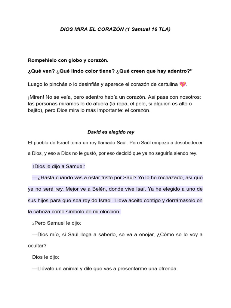 Dios Mira El Corazón | PDF | David | Saulo