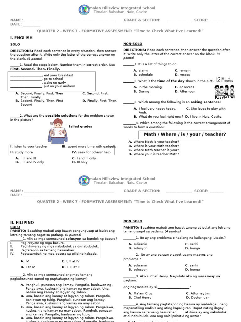 Quarter 2 Week 7 Assessment | PDF