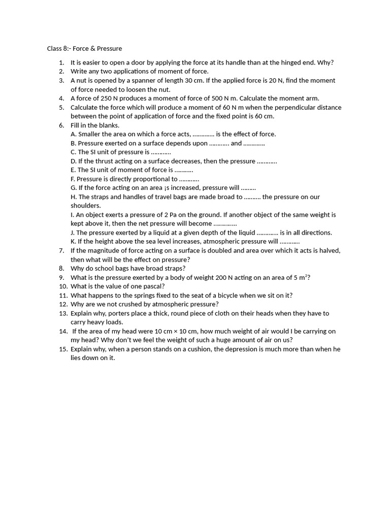 Class 8 Force | PDF