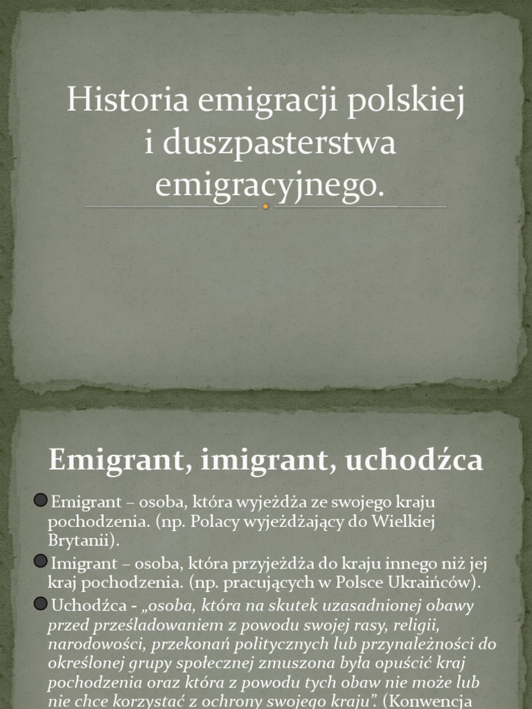 Historia Emigracji Polskiej I Duszpasterstwa Emigracyjnego | PDF