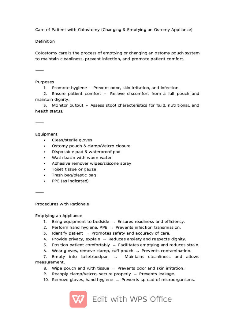 Colostomy Care: Changing & Emptying Guide | PDF | Hygiene | Medical ...