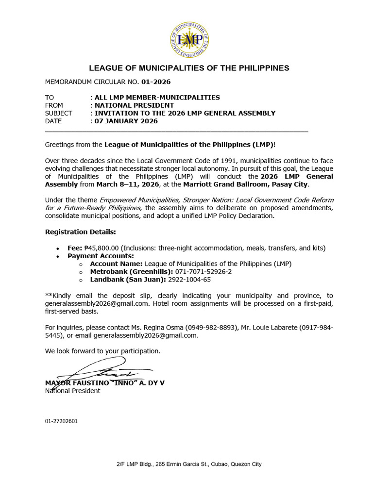 2026 LMP General Assembly Invitation | PDF