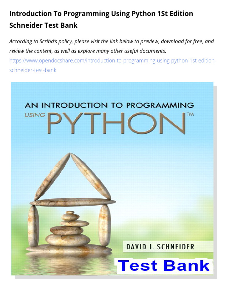 Introduction to Programming Using Python 1st Edition Schneider Test ...