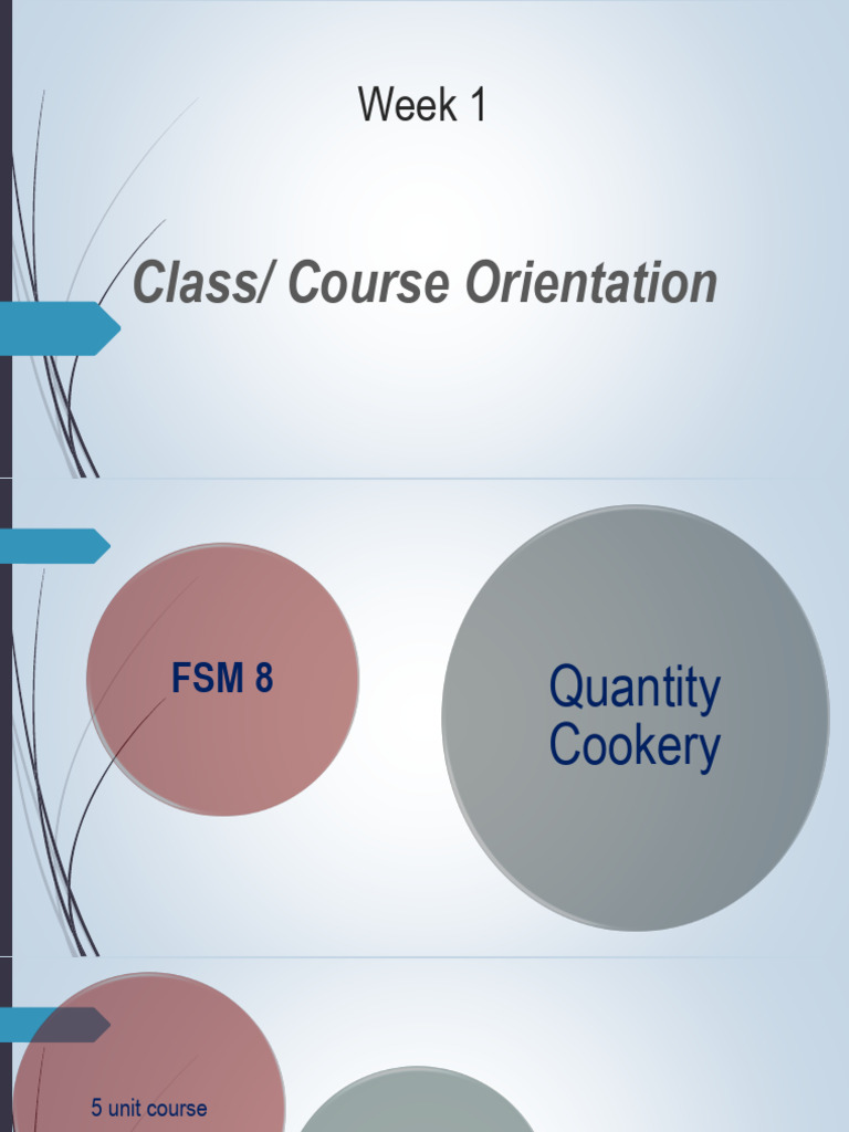 Week 1- Orientation | PDF | Foods | Fish As Food
