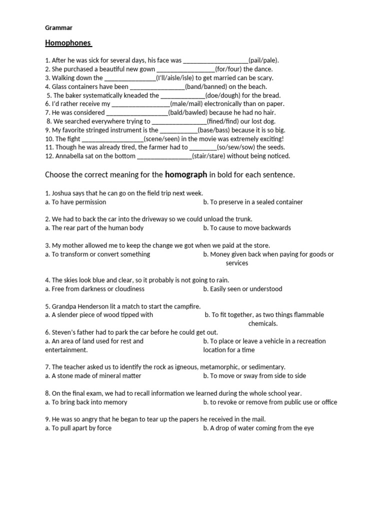 Class 6 English Grammar Worksheet | PDF | Linguistics | Syntax