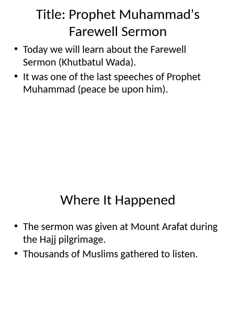 Prophet Muhammad's Farewell Sermon Insights | PDF