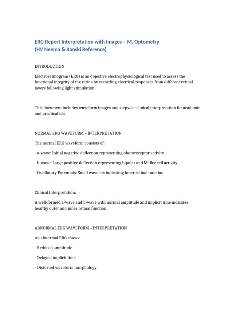 ERG Report Interpretation Guide | PDF