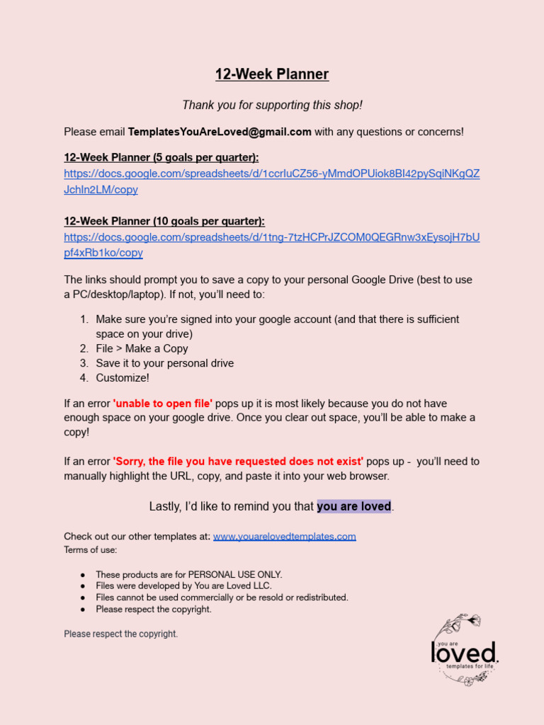 12 Week Planner | PDF