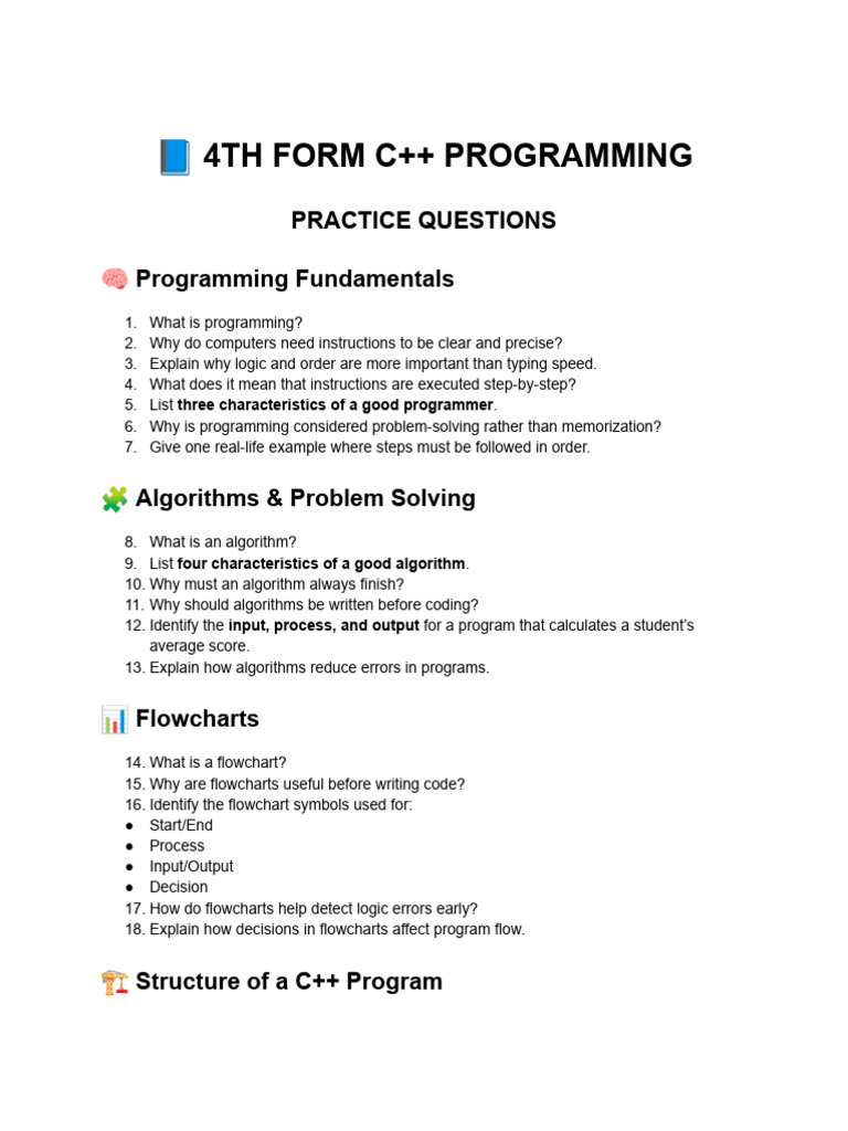 C++ Programming Practice Questions | PDF | Control Flow | Data Type