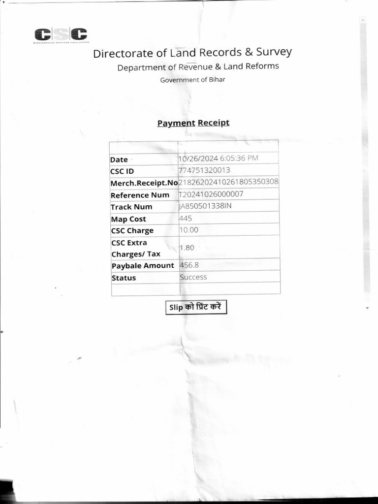 Land Records Payment Receipt | PDF