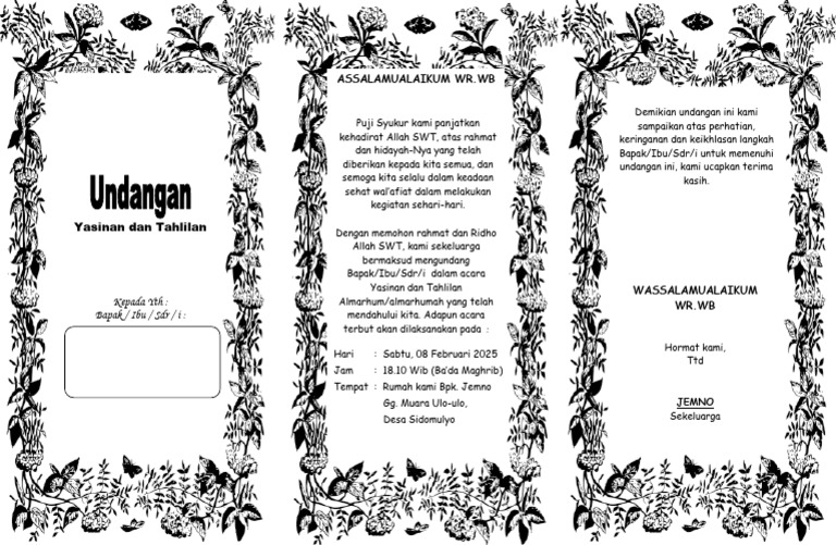 Undangan Yasinan dan Tahlilan 2025 | PDF