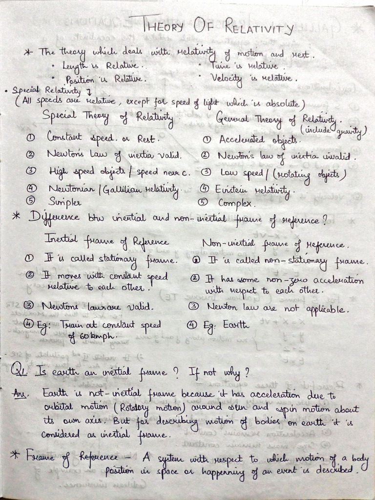 Unit 1 Relativity | PDF