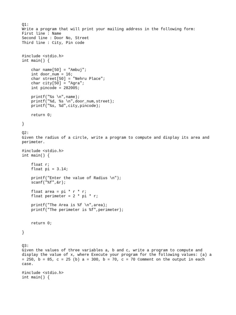 Tutorial1 Codes | PDF | Area | Fahrenheit