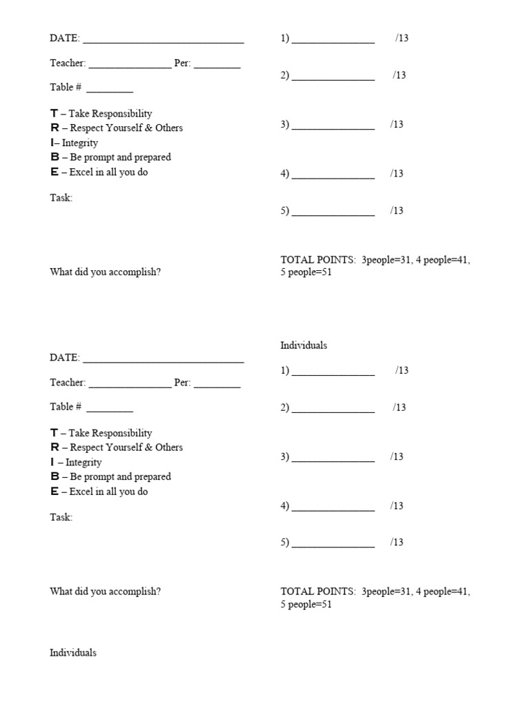 Student Responsibility and Achievement Log | PDF