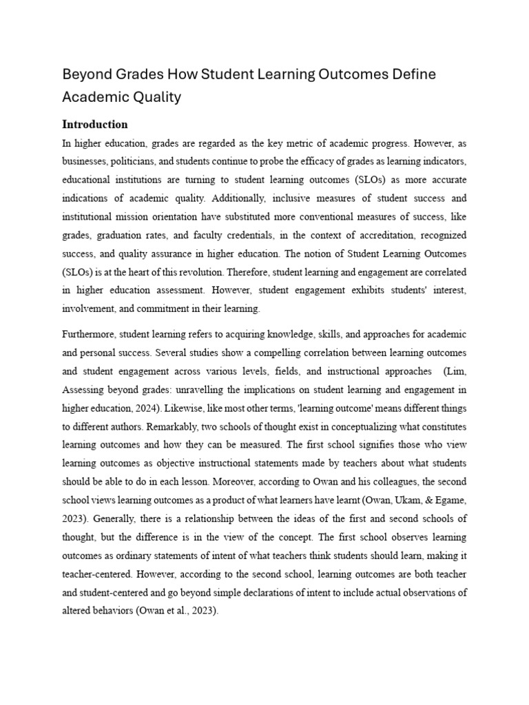 Beyond Grades How Student Learning Outcomes Define Academic Quality-Sep ...