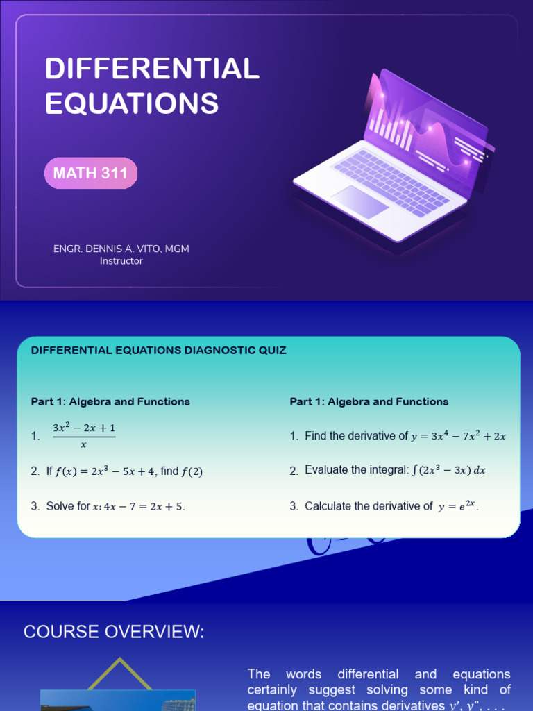 Differential Equations Overview and Quiz | PDF | Ordinary Differential ...