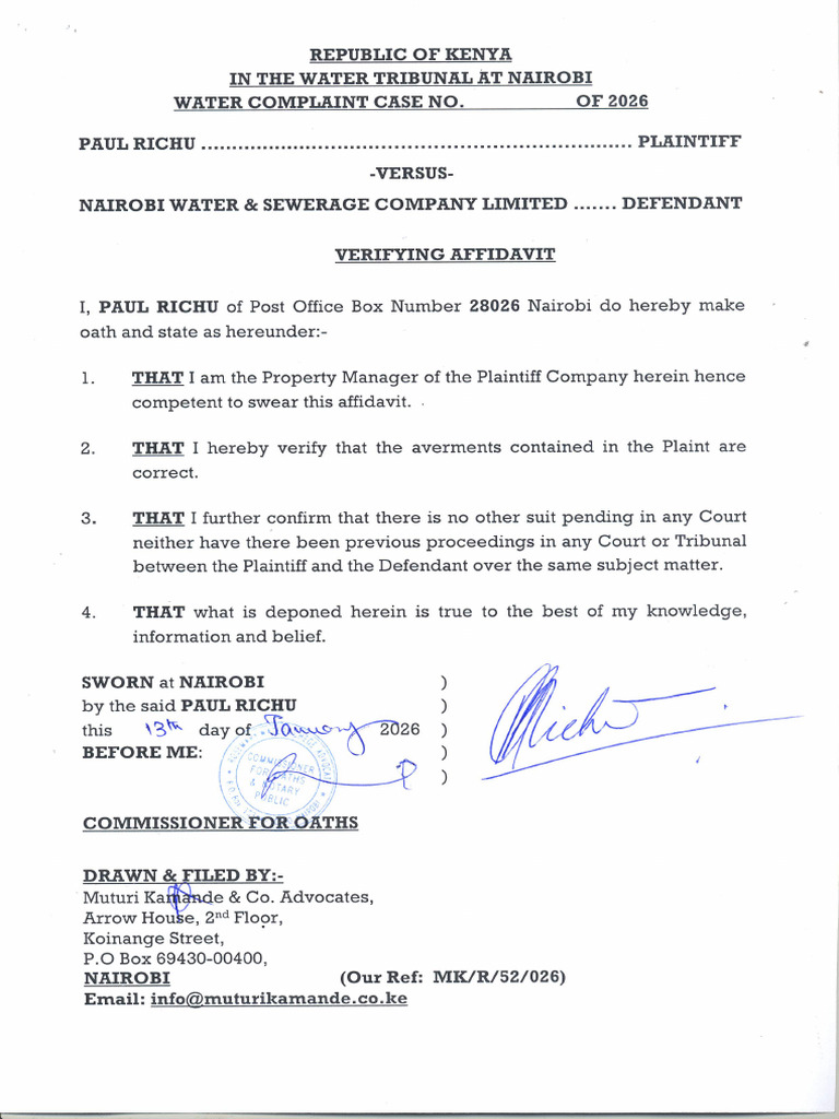 Verifying Affidavit | PDF
