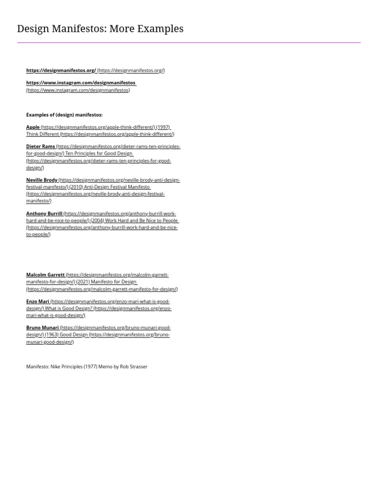 Design Manifestos More Examples | PDF