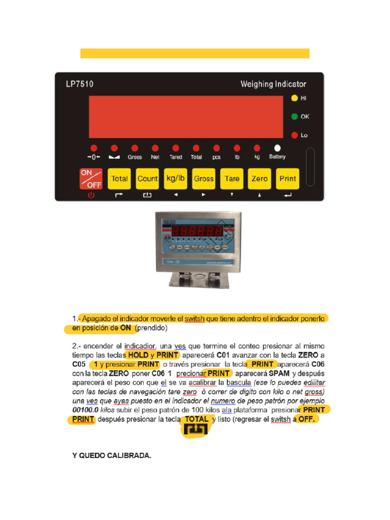 Calibracion Rapida de Indicador Lp7510 | PDF
