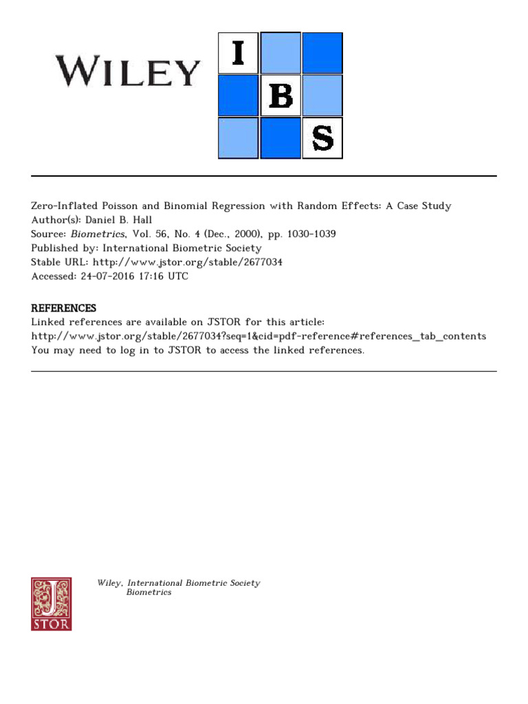 Zero-Inflated Poisson and Binomial Regression With Random -- Daniel B ...