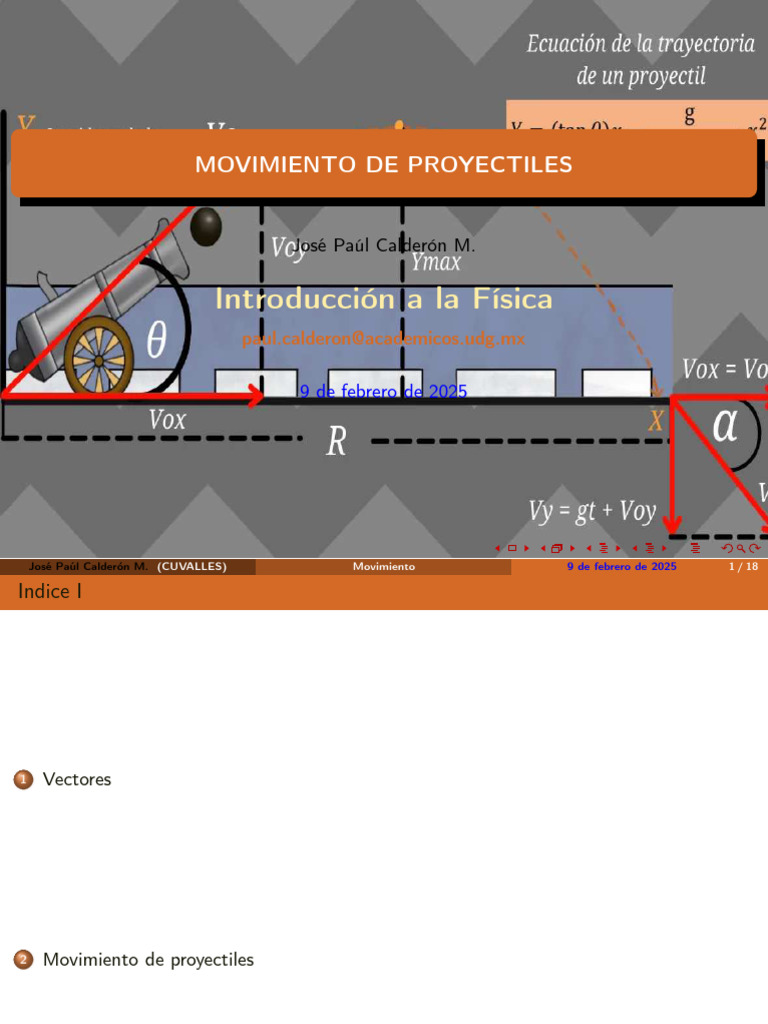 Movimiento de Proyectiles en Física | PDF | Vector Euclidiano | Aceleración