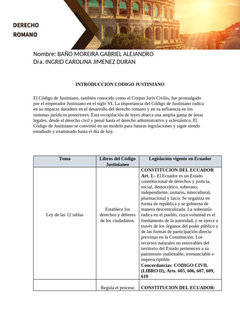 DEBER CUADRO COMPARATIVO CODIGO JUSTINIANO CON LEYES DEL ECUADOR | PDF | Matrimonio | Divorcio
