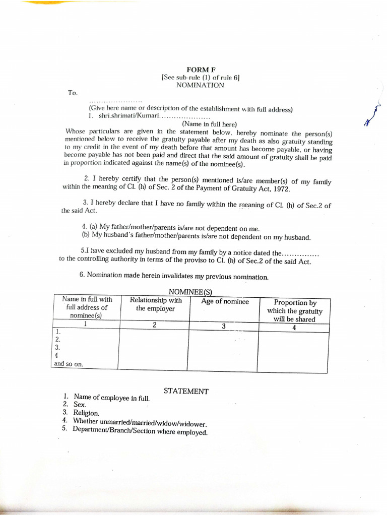 Form 'F' Format | PDF
