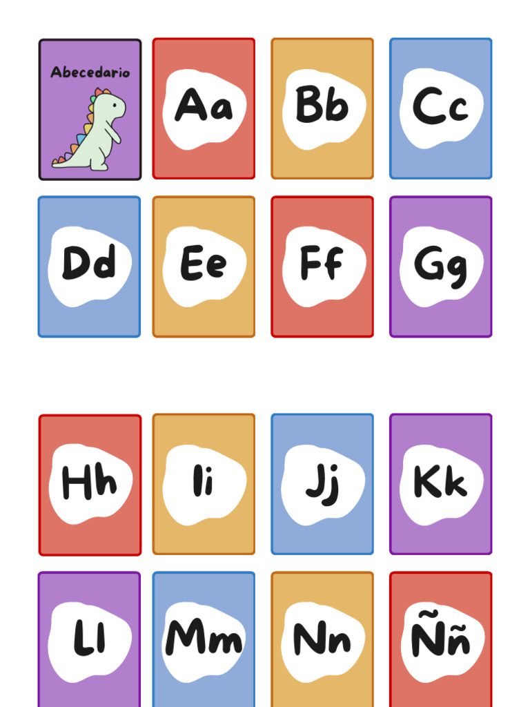 Tarjetas Educativas Letras Del Abecedario Ilustrativo Colorido | PDF