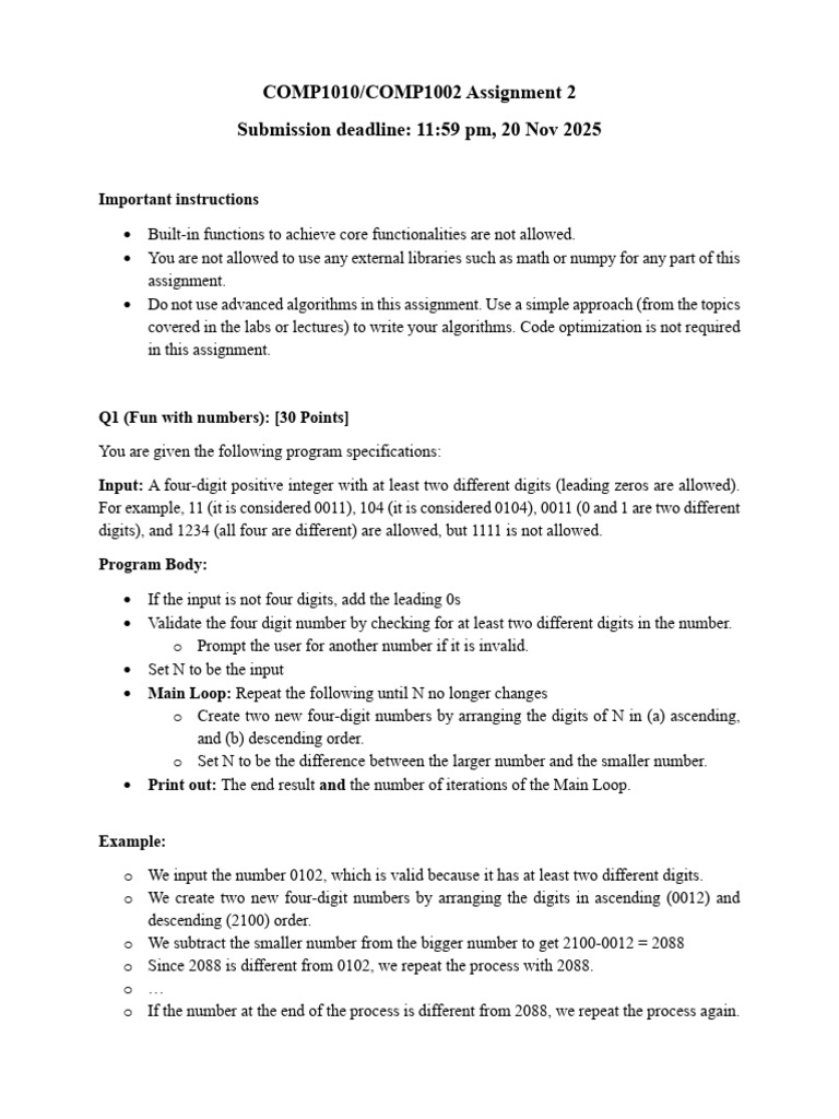 COMP1010 Assignment 2 Guidelines | PDF | Matrix (Mathematics ...