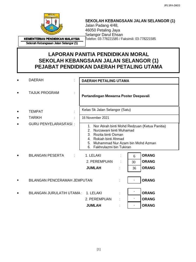Laporan Panitia Moral (Poster) | PDF