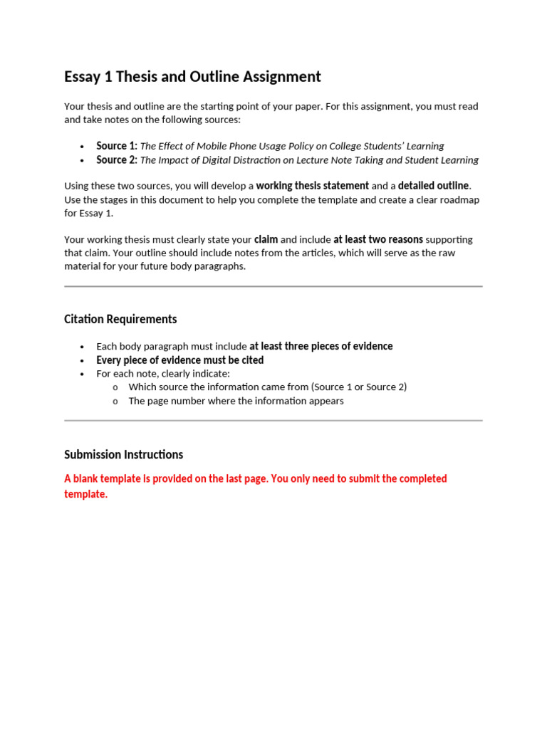 Thesis and Outline Template | PDF | Thesis | Essays