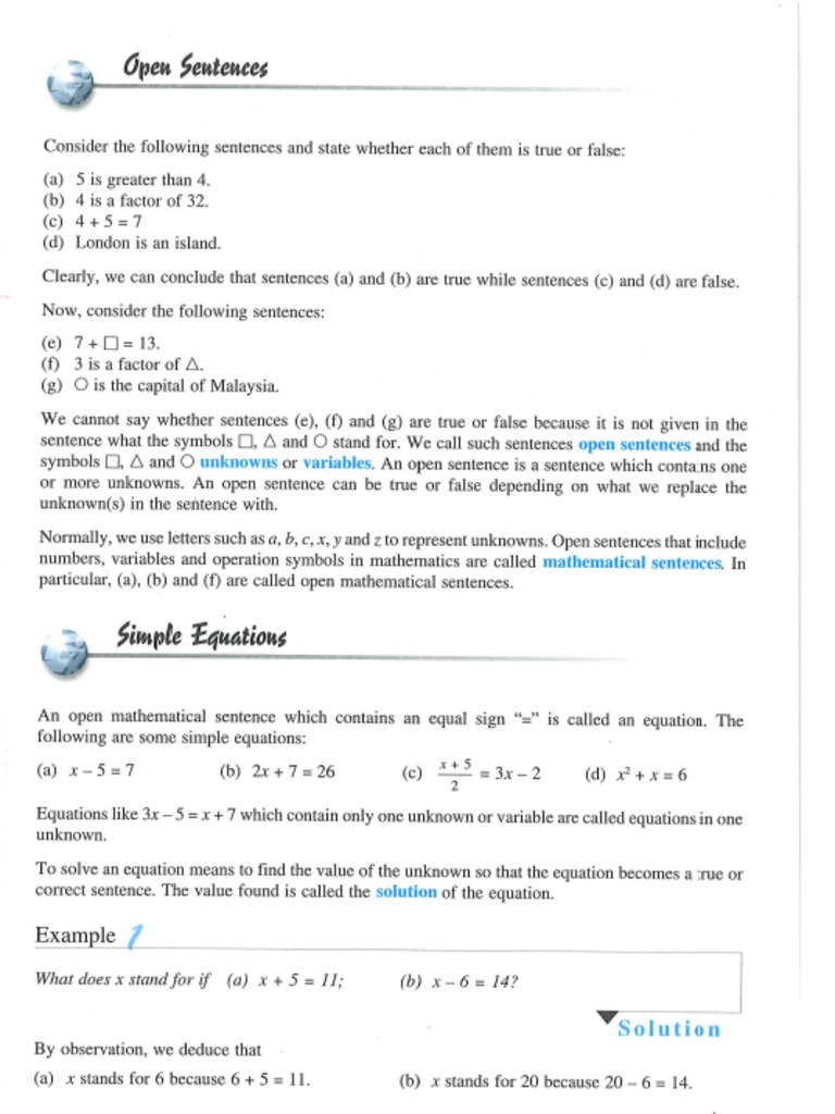 Book 1 Chapter 8 - Algebraic Equation | PDF