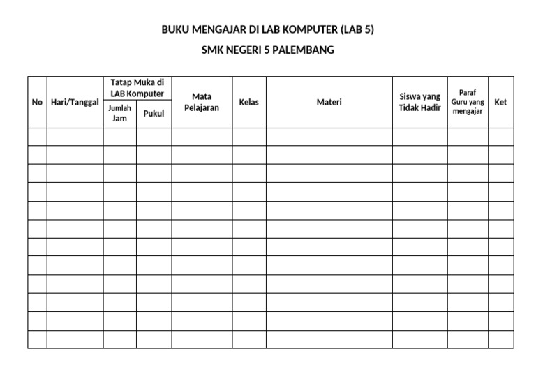 Buku Mengajar Lab Komputer SMK 5 | PDF