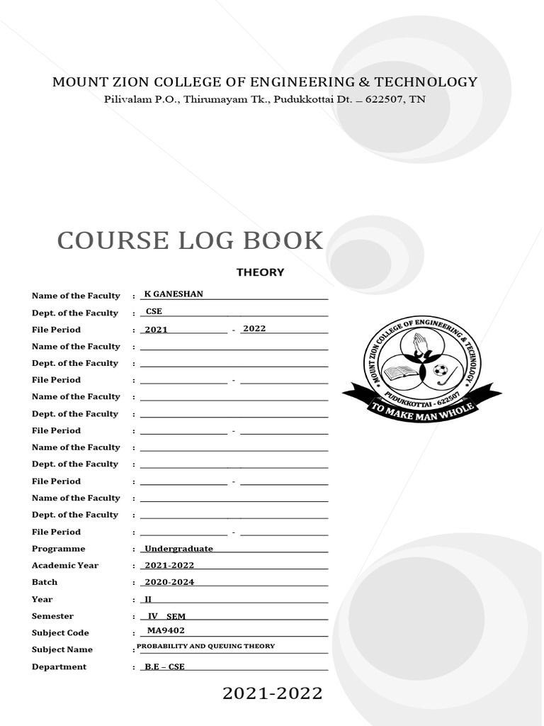 Course Log Book-Theory 2 | PDF