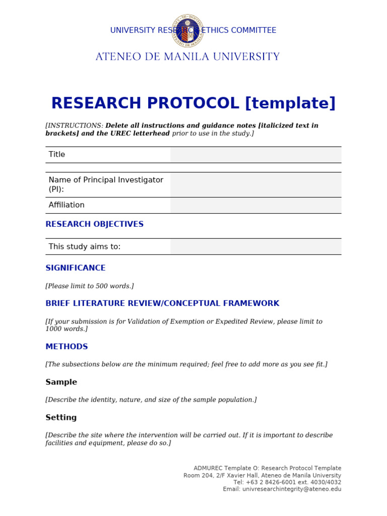 Research Protocol Template Guide | PDF | Science | Scientific Method