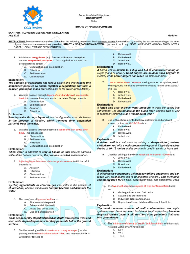 Master Plumbers Exam Review: Plumbing Basics | PDF | Pump | Valve