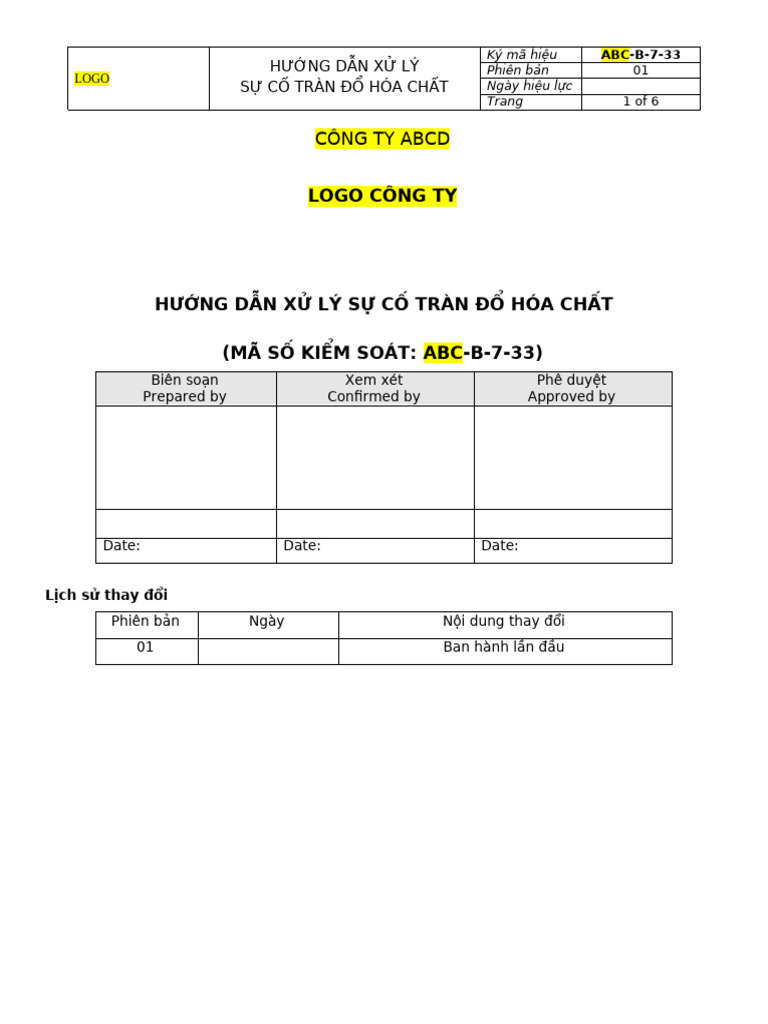 ABC-B-7-33-Huong Dan Xu Ly Su Co Tran Do Hoa Chat | PDF