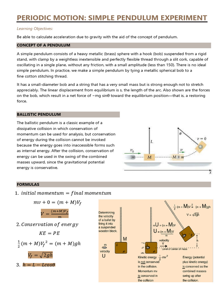 Simple Pendulum Experiment Guide | PDF