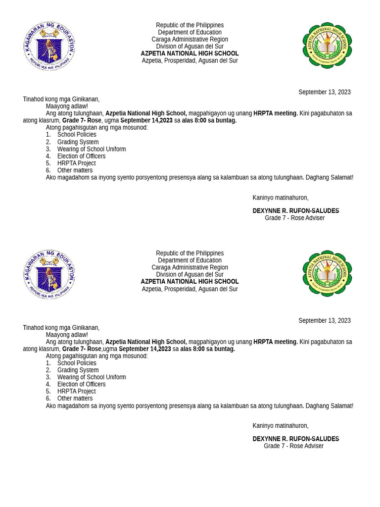 1st HRPTA Meeting | PDF