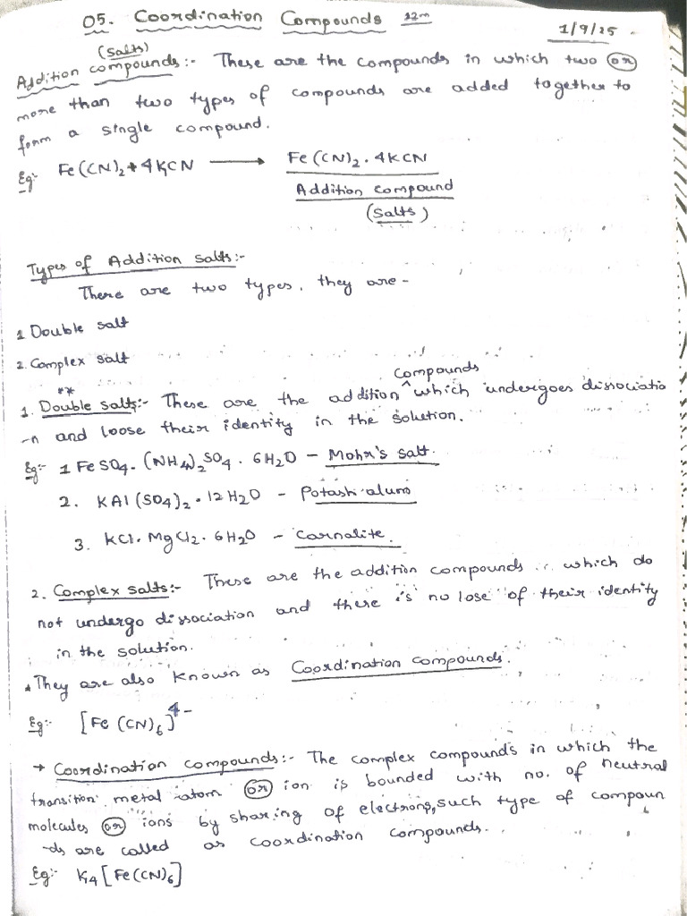 Coordination Compounds | PDF