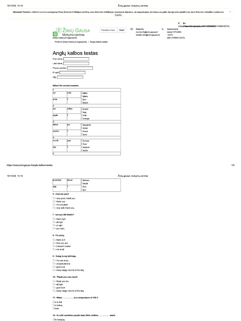 Prueba Test de Ingles | PDF