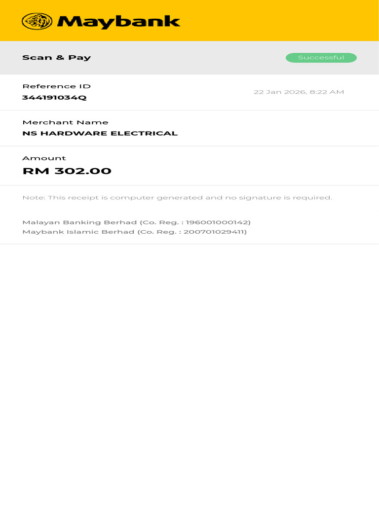 Scan & Pay Receipt - NS Hardware | PDF