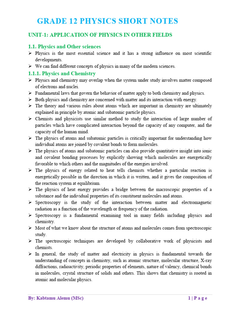 G.12 Physics Short Notes (Unit-1) | PDF | Astronomy | Magnetic ...