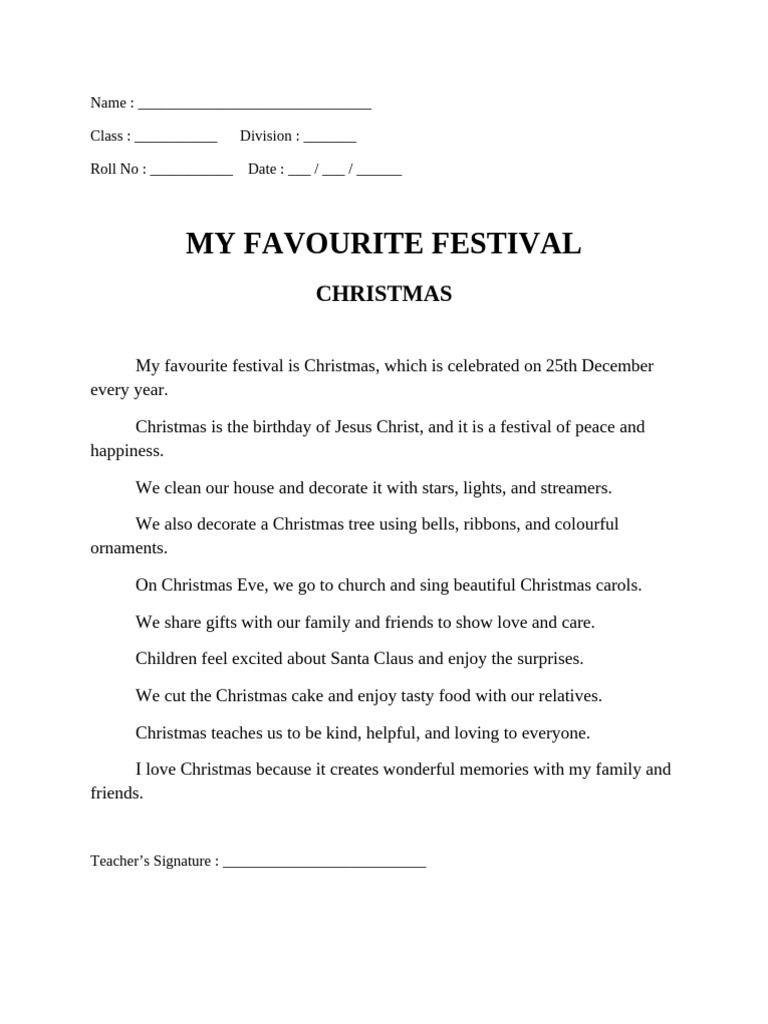 My Favourite Festival: Christmas Celebration | PDF