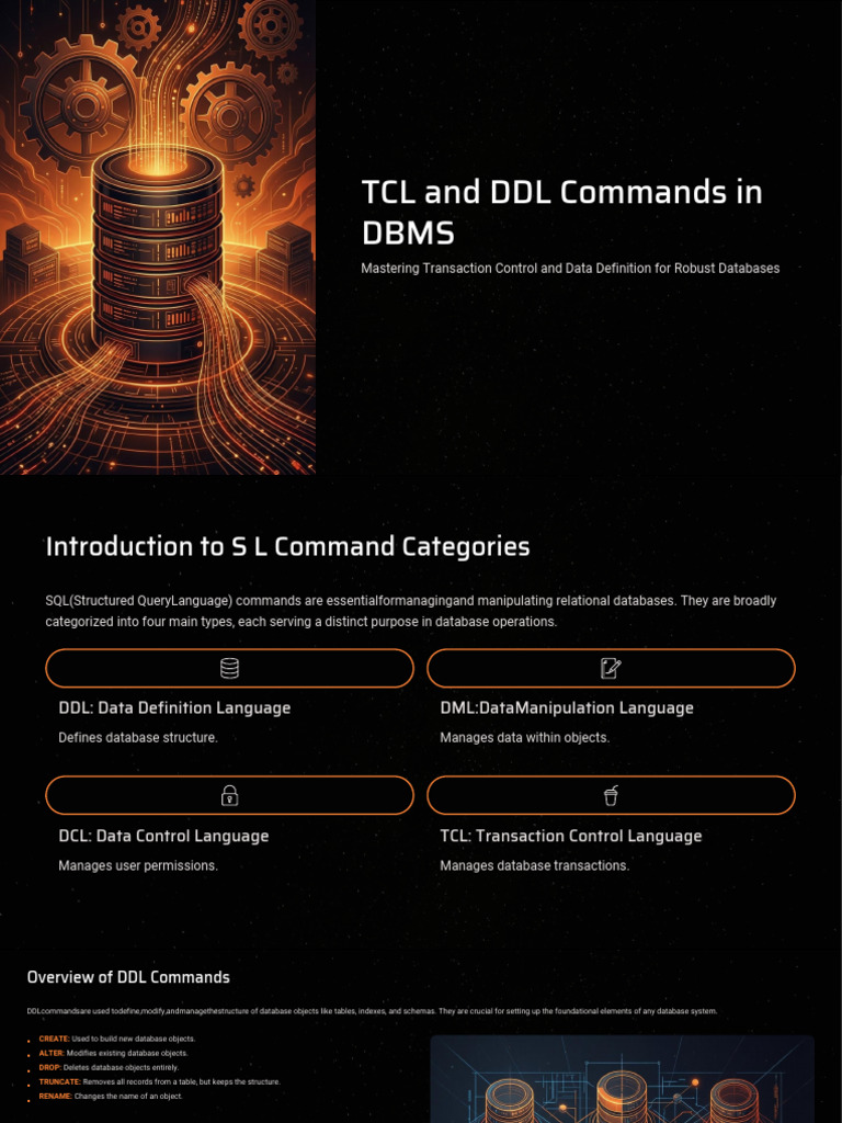 Master DDL and TCL Commands in DBMS | PDF | Database Transaction ...